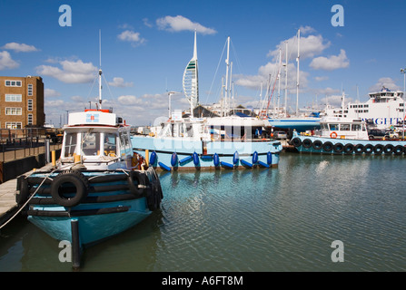 Town Camber fish docks with waterbus tug boats in harbour Old ...