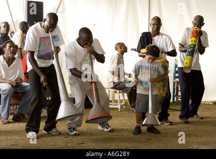 Rara group a traditional processional band from Haiti performs during ...
