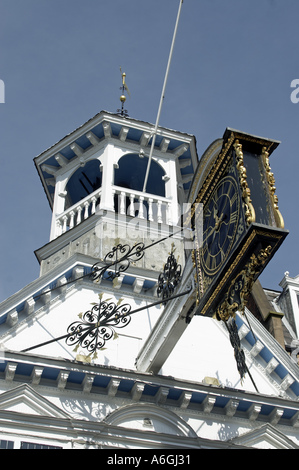The historic 17th century front of the Guildhall building with the old ...