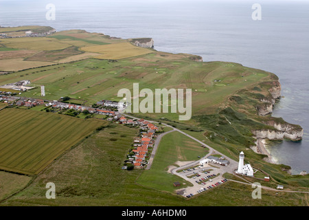 Flamborough Tower light house golf course and cliffs on Flamborough ...
