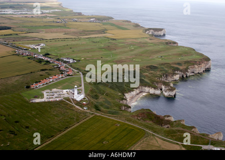 Flamborough Tower light house golf course and cliffs on Flamborough ...