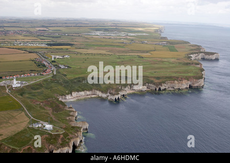 Flamborough Tower light house golf course and cliffs on Flamborough ...