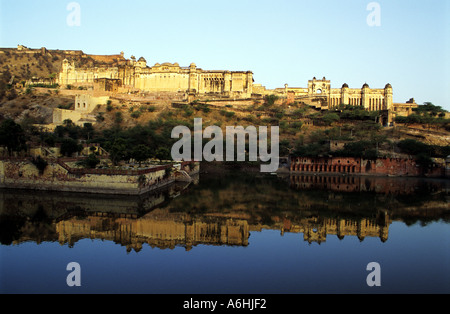 Amber palace reflected in moat at dawn Rajasthan India Stock Photo - Alamy