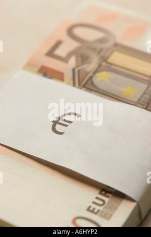 Money bundle with euro banknotes Stock Photo - Alamy