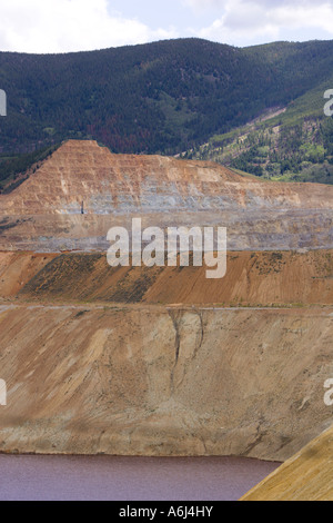 The discolored water of the Berkeley Pit in Butte, Montana. The water ...