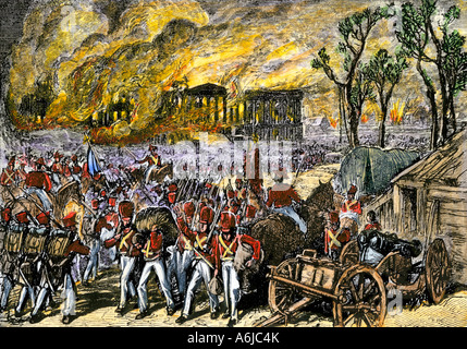British army burning the White House in 1814 during the War of 1812 ...