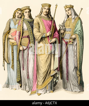 Charlemagne King of the Franks and his royal court during the Middle ...