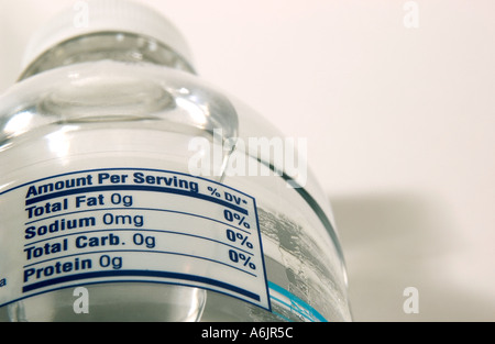 Closeup of Bottled Water Label with Nutrition Facts USA Stock Photo - Alamy