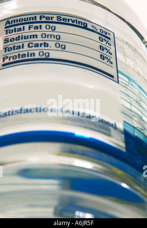 Closeup of Bottled Water Label with Nutrition Facts USA Stock Photo - Alamy