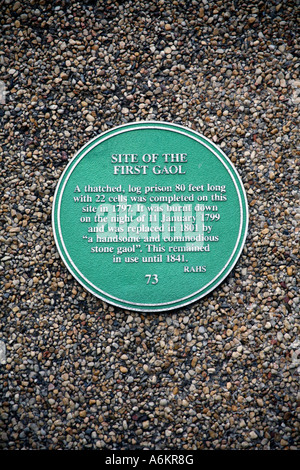 Plaque marking the site of the First Gaol in George and Essex Street ...