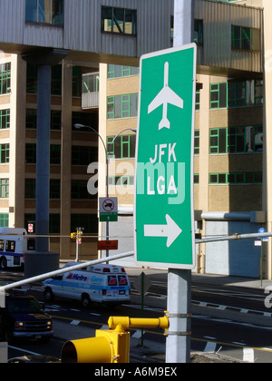JFK LGA Sign with Arrow Pointing Toward Kennedy and Laguardia Airports ...