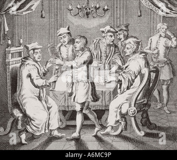 "The Burning of Thomas Tomkins Hand by Bishop Bonner". Engraving from a ...