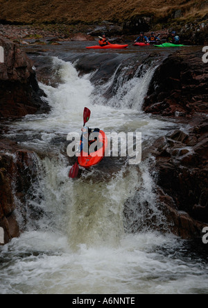 White water kayaking, Glen Etive, Lochaber, Scottish Highlands ...