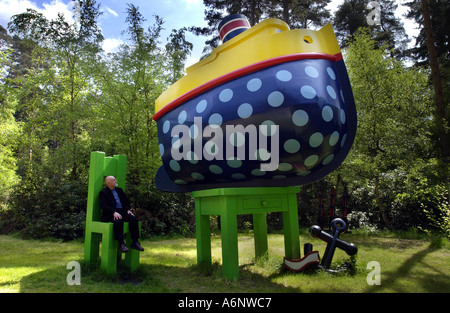 spotty boat high and dry in sculpture park Stock Photo - Alamy