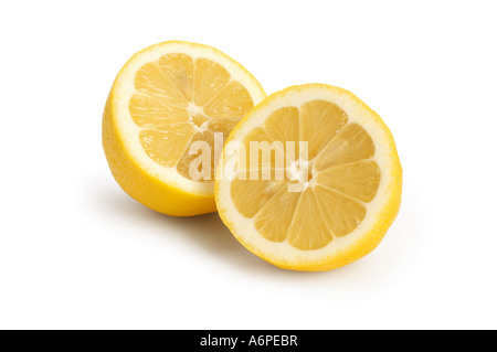 Fresh lemon cut. Source of vitamin C. Isolated on white background ...