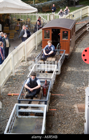 A gravity slate train on the Ffestiniog Railway, Wales Stock Photo - Alamy