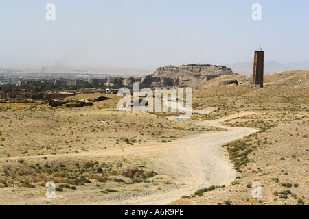 AFGHANISTAN Ghazni Military graveyard with ancient city walls and ...
