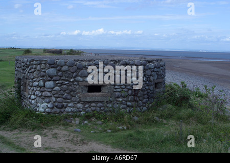 World War Two pill box, built of concrete faced with pebbles on the ...