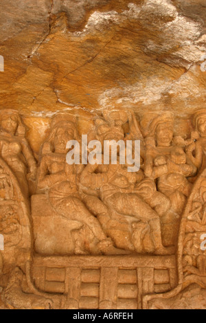 Carvings in the Queen's Cave Rani Gumpha at the famous Udayagiri caves ...