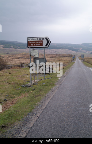 scenic route to salen gruline B8035 road sign Isle of Mull Inner ...