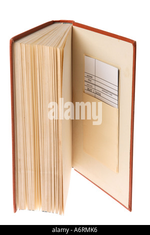 Library book checkout card Stock Photo - Alamy