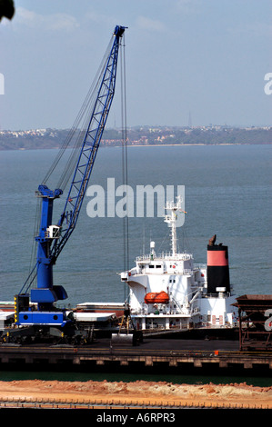 Bulk carrier ships berth at Mormugao Port Trust dock at Vasco in South ...