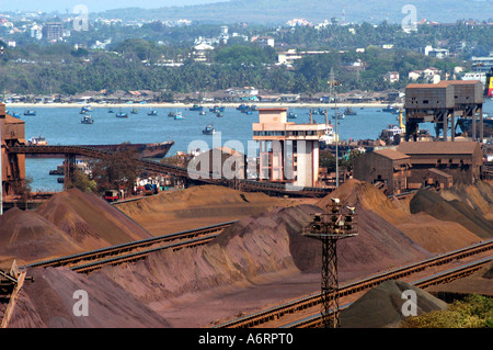 Iron Ore Waiting Be Loaded On Bulk Carrier Ships In Filled Capacity ...