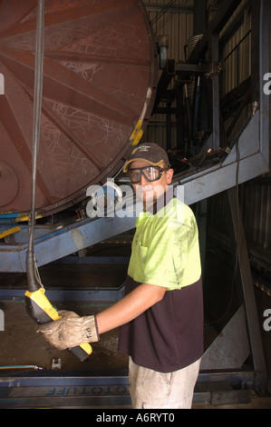 Factory worker wearing high impact safety goggles glasses Stock Photo ...