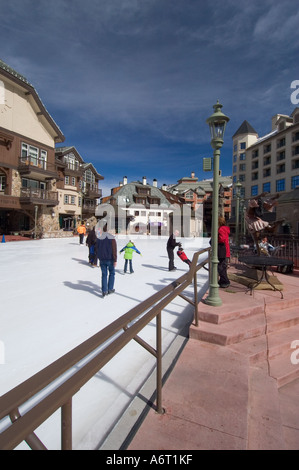 Ice Rink, Vail Village, winter, Vail Ski Resort, Vail, Colorado Stock ...