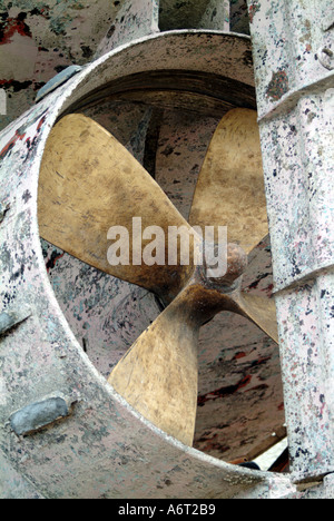 Ships propeller enclosed in tunnel guard with disgarded shoes Stock ...