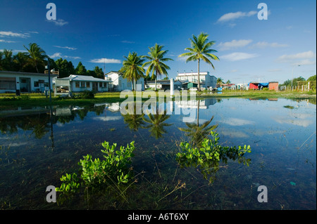 Funafuti island, Tuvalu being flooded by sea water incursion, caused by ...