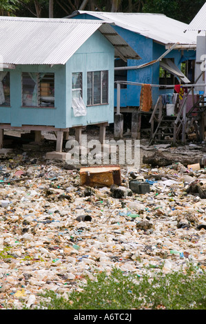 Plastic rubbish discarded in a lagoon on Funafuti, Tuvalu Stock Photo ...