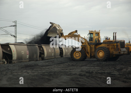front end loader and rail wagons Central Queensland Coal Mine Stock ...