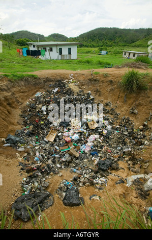 Rubbish pit behind Walu Beach resort, Malolo island, Mananucas, Fiji ...