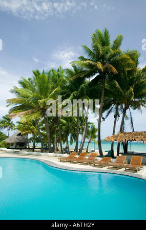 a swimming pool at the Walu Beach holiday resort, Malolo Island ...