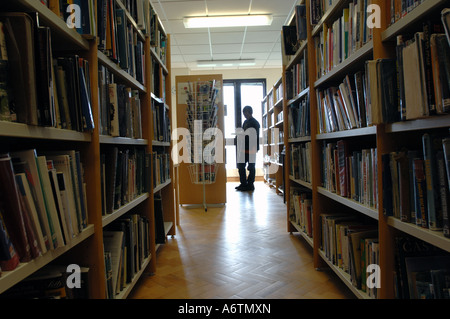 Interior of the public library at Stanley Leisure Centre, Falkland ...