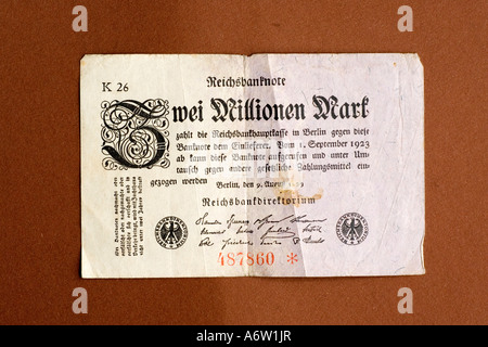 German 1 Million Mark bank banknote from 1922 during the period of ...