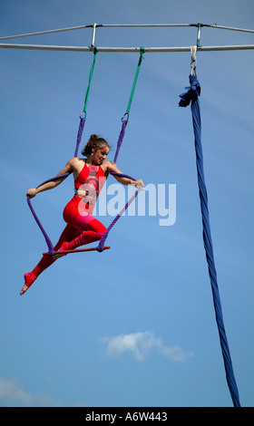 Female trapeze artist performing at the Edinburgh Fringe Festival ...