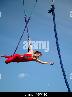 Female trapeze artist performing at the Edinburgh Fringe Festival ...