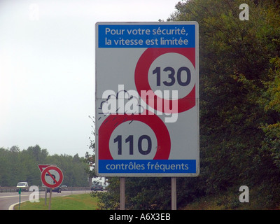 French autoroute motorway speed limit sign showing weather Stock Photo ...
