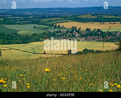 View of South Harting village from Harting Down, South Downs, West ...
