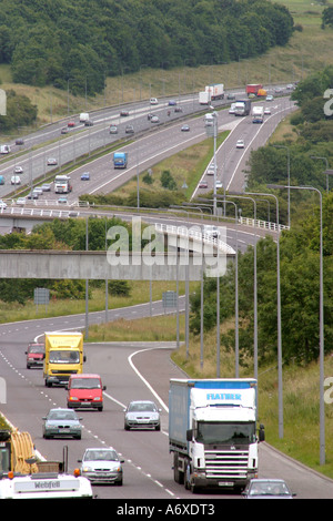 M62 motorway Yorkshire Intersection with M606 View from bridge towards ...