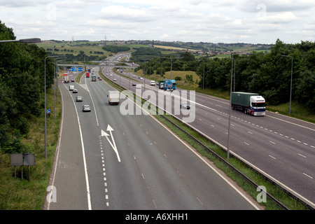 M62 motorway Yorkshire Intersection with M606 View from bridge towards ...