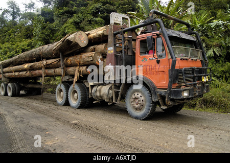 Logging trucks removing timber from rain forest Malaysia Stock Photo ...