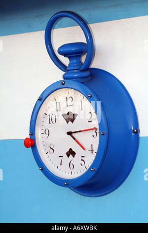 Blue outdoor External clock Stock Photo - Alamy