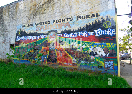 Selma voting rights mural on the side of a building in historic Selma ...