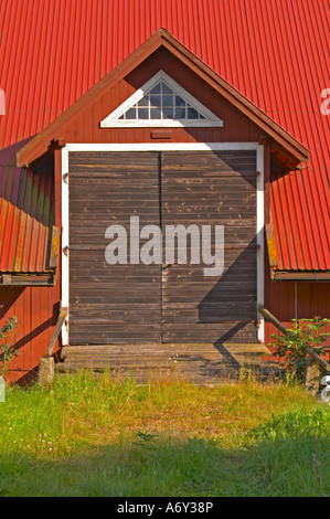 Old Wooden Barn Door with Painted Metal Handles in Rural Brazil Stock ...