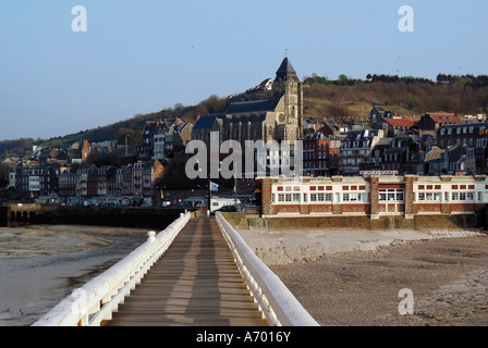 Fishing port of Le Treport at the mouth of the River Bresle Seine Stock ...