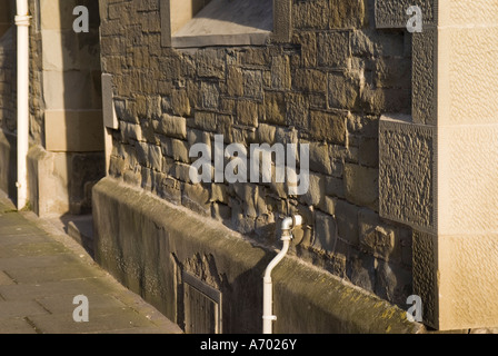 Repairs to 200 year old sandstone in Kelso town centre Scotland showing ...