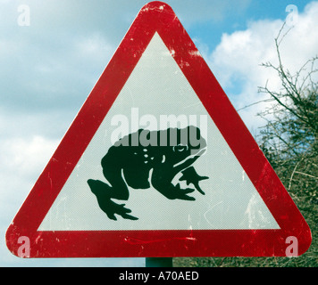 A road sign warning of frogs crossing, 'beware of the Frog' Stock Photo ...
